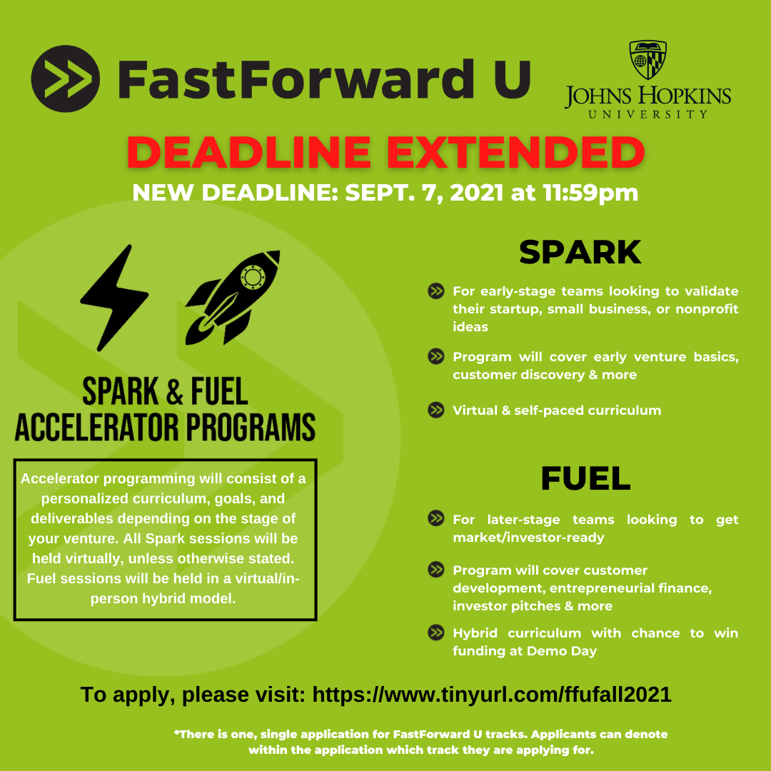 FastForward U Fall 2021 Accelerator - Johns Hopkins Technology Ventures